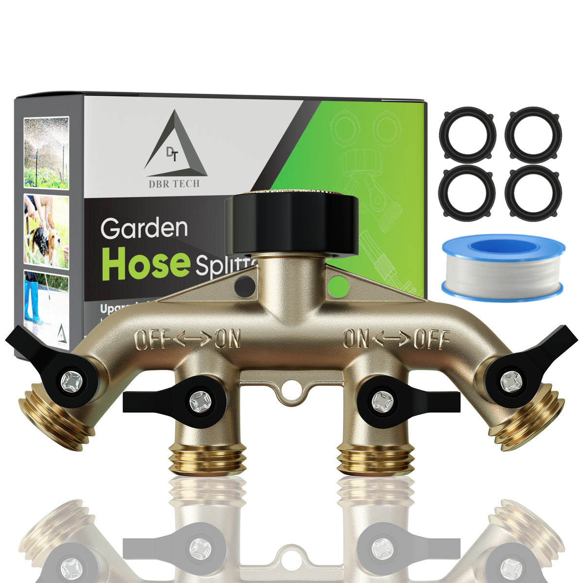 Heavy Duty 4 Way Hose Splitter (Premium Brass for Superior Durability ...
