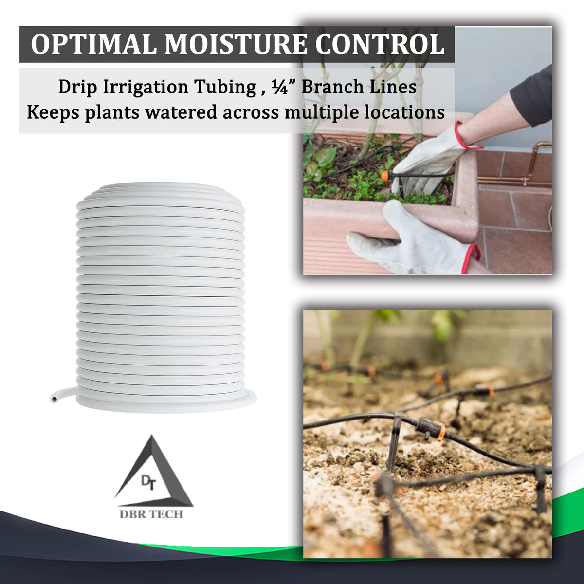 1/4 Drip Irrigation Tubing, 200 Feet, Flexible PVC Plastic Drip Irriga ...