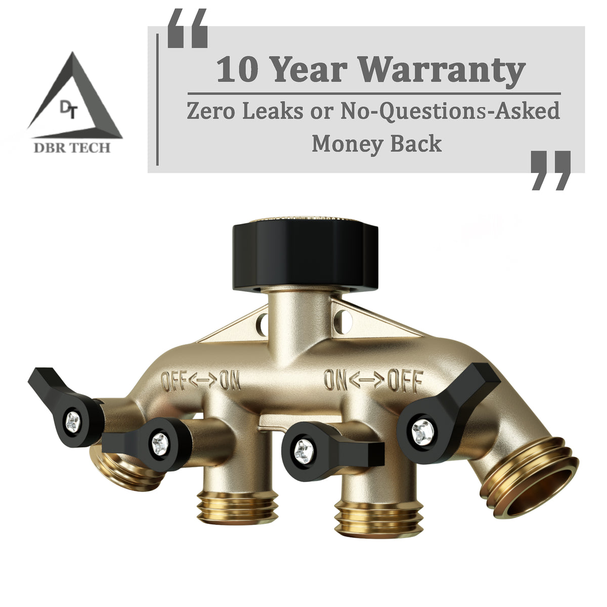 Heavy Duty 4 Way Hose Splitter (Premium Brass for Superior Durability ...