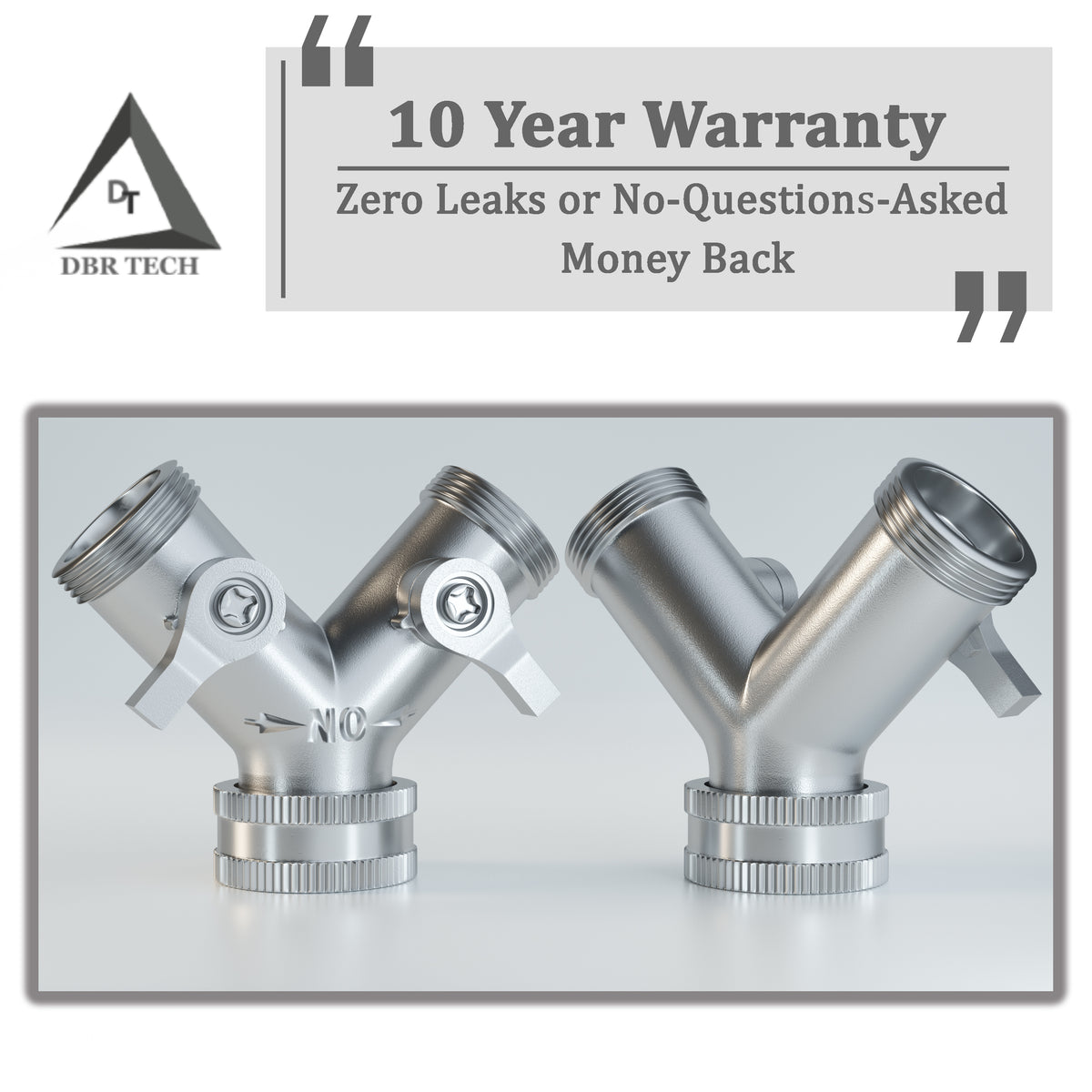 Heavy Duty 2 Way Hose Splitter (Superior Durability Nickel Plated Bras ...