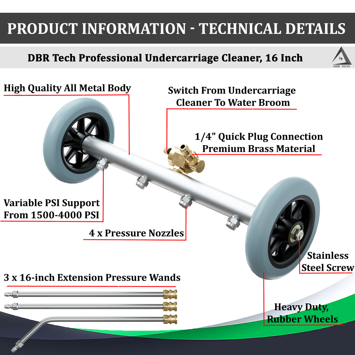 Pressure Washer Undercarriage Cleaner, Power Wash Water Broom – DBR Tech